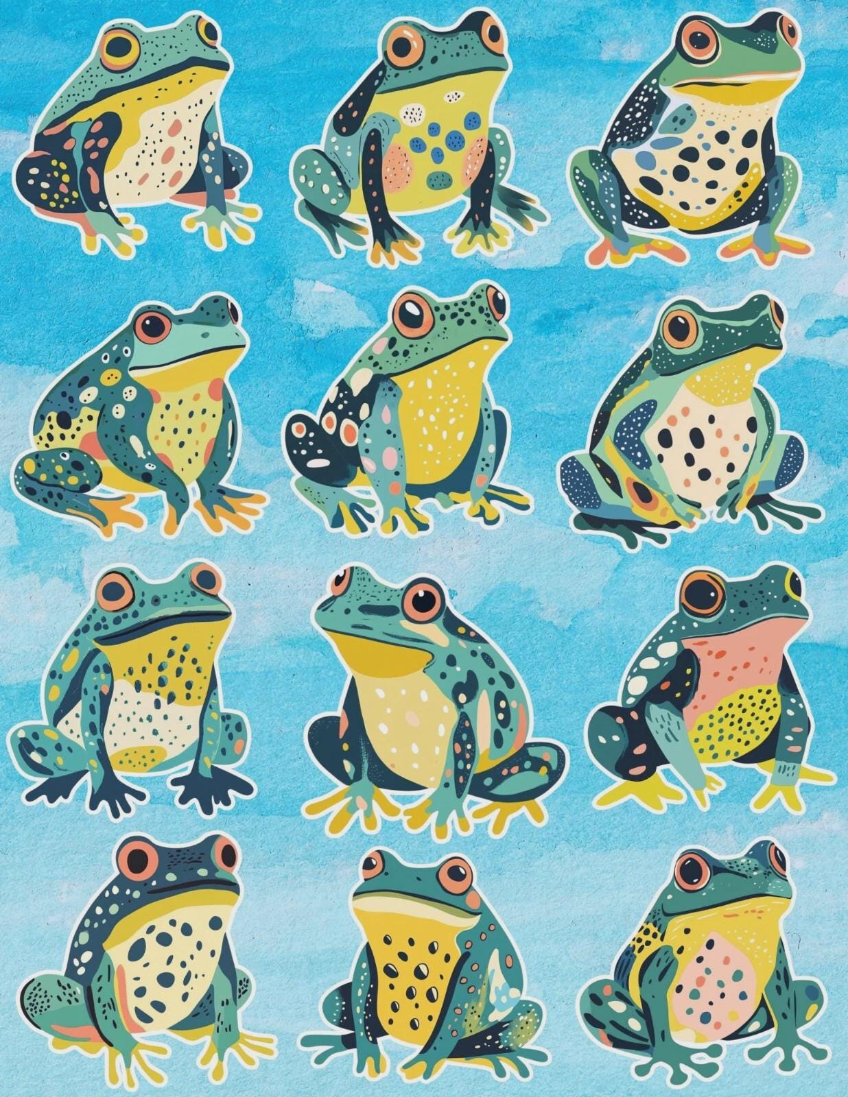 Abstract Frog Die Cut Sticker Set | Funny Sticker | Laptop Sticker ...