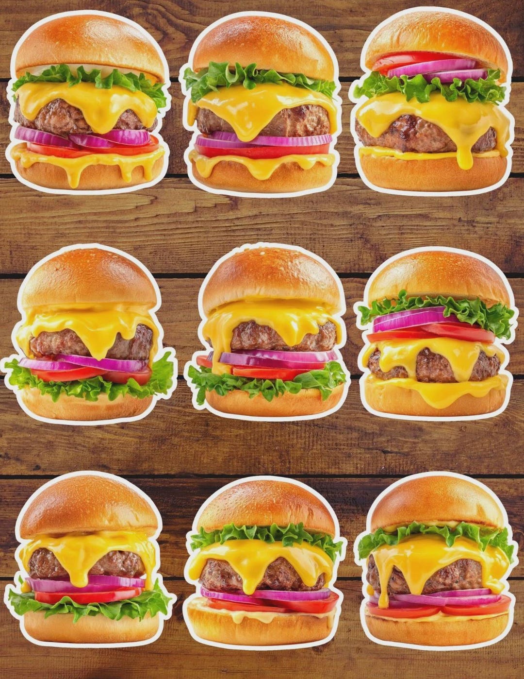 Cheesy Burger Die Cut Sticker Set | Funny Sticker | Laptop Sticker ...