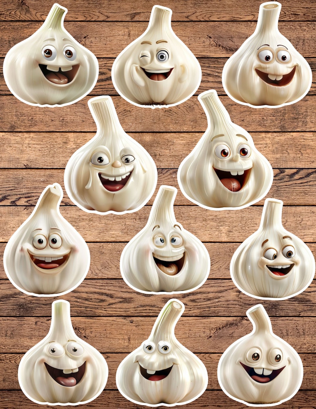 Silly Garlic Sticker Set | Funny Sticker | Laptop Sticker | Water ...