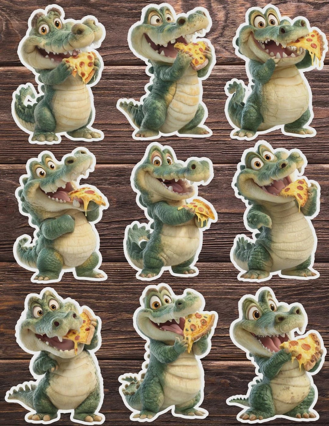 Pizza Eating Alligator Vinyl Die Cut Sticker Set – for Notebook, Laptop ...