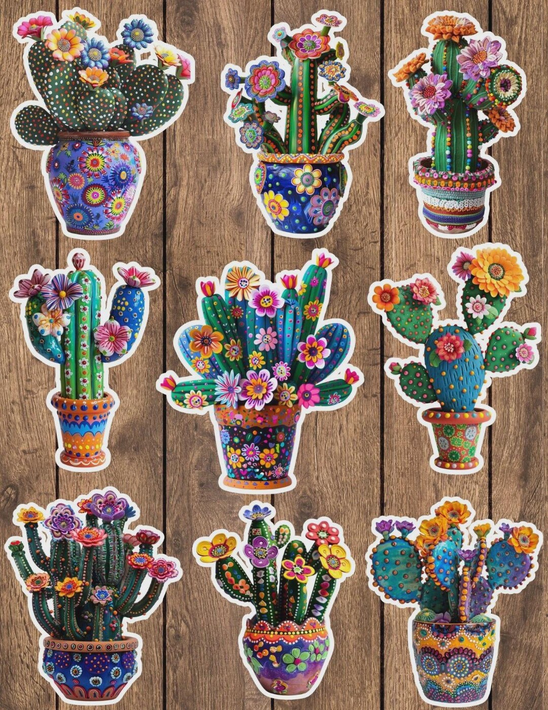 Funky Cactus Die Cut Vinyl Sticker Set | Funny Sticker | Laptop Sticker ...