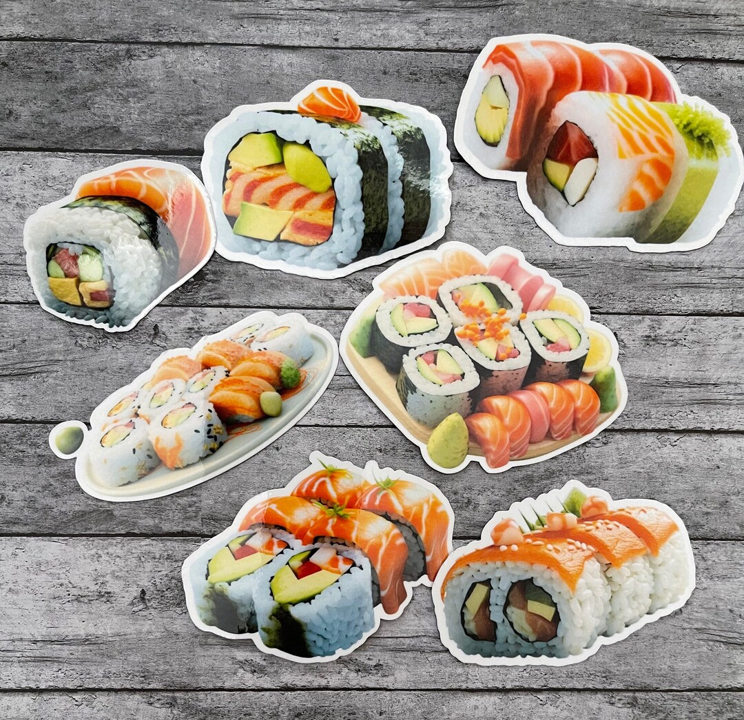 Sushi Roll Sticker Set | Funny Sticker | Laptop Sticker | Water Bottle ...