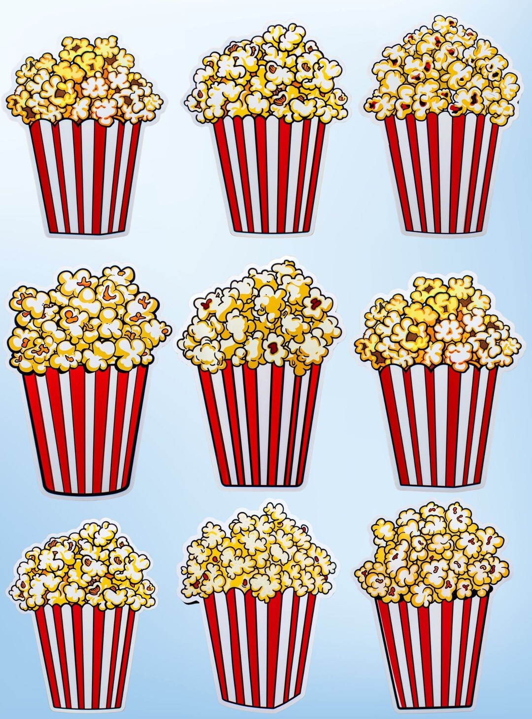 Retro Popcorn Die Cut Sticker Set Funny Sticker Laptop Sticker Water ...
