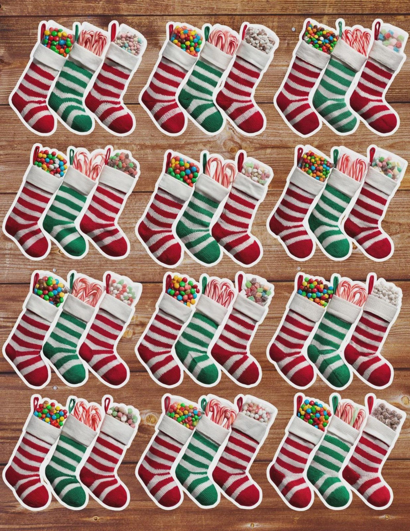 Christmas Stocking Die Cut Vinyl Sticker Set – for Notebook, Laptop ...