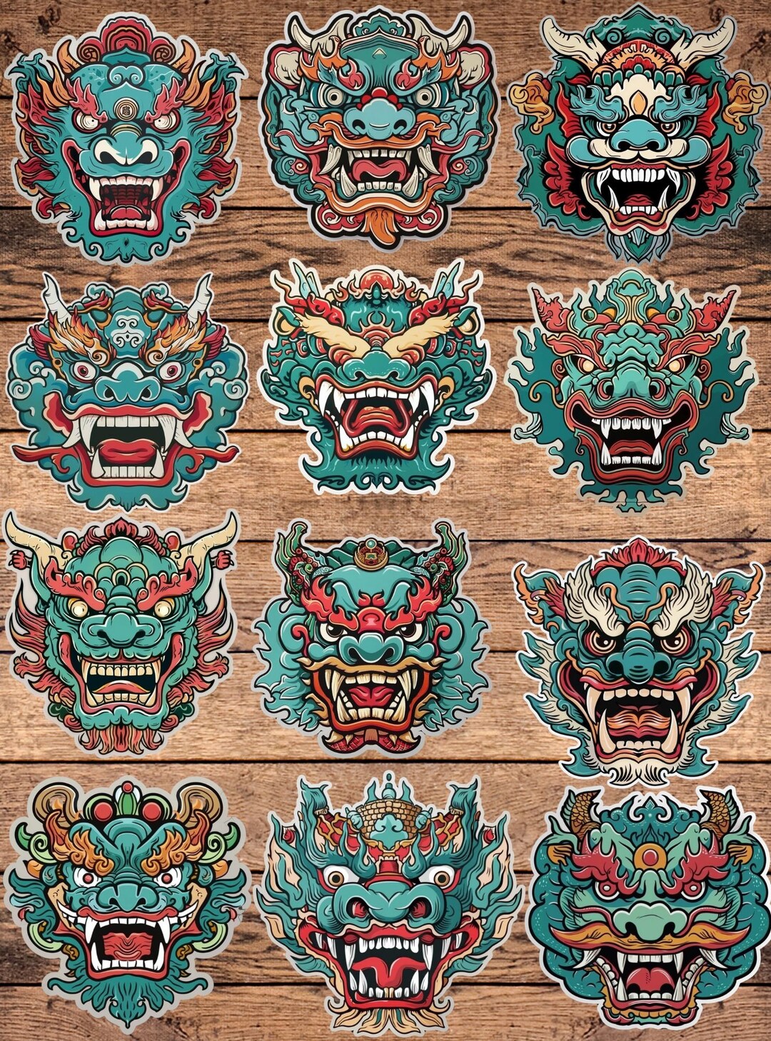 Ornate Dragon Head Die Cut Sticker Set | Funny Sticker | Laptop Sticker ...
