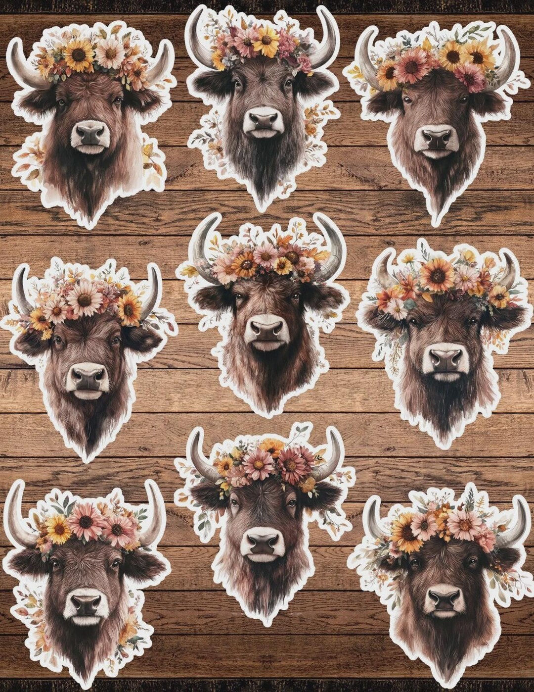 Boho Musk Ox Vinyl Die Cut Sticker Set | Funny Sticker | Laptop Sticker ...