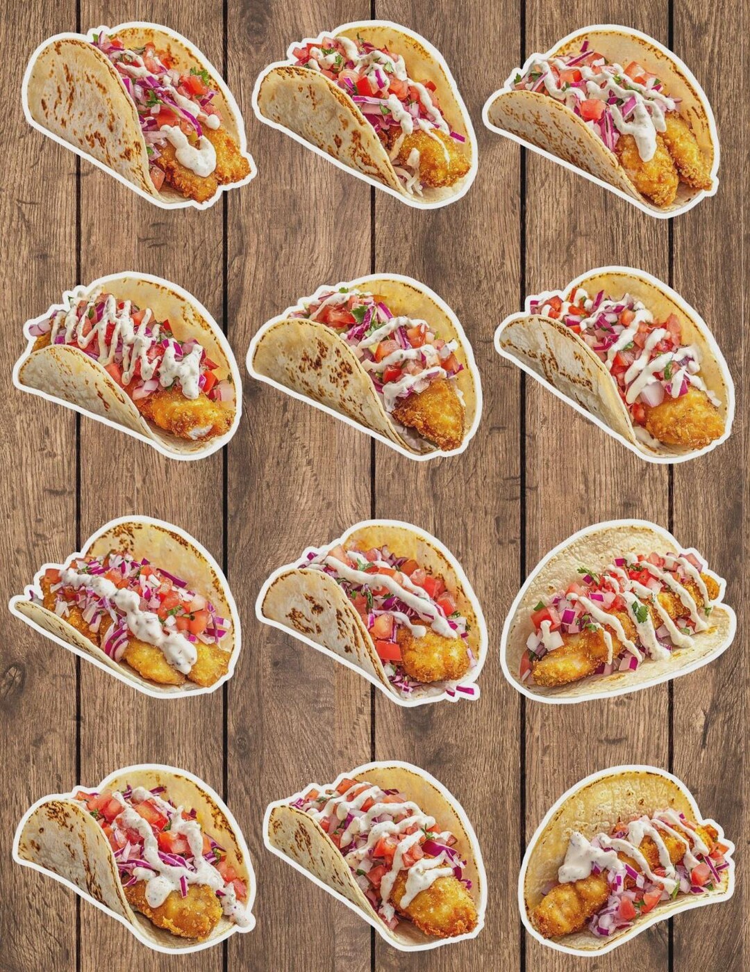 Fried Fish Tacos Die Cut Vinyl Stickers Set | Funny Sticker | Laptop ...