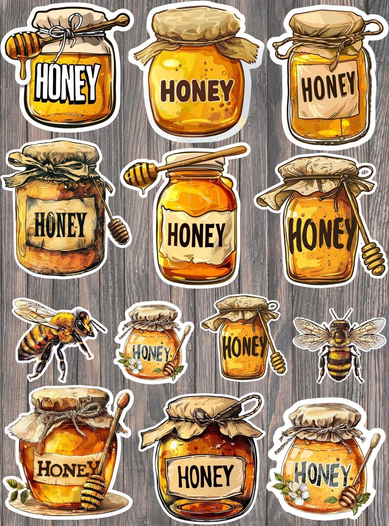 Honey Jar Die Cut Stickers | Whimsical Vinyl Decals for Laptops, Water ...