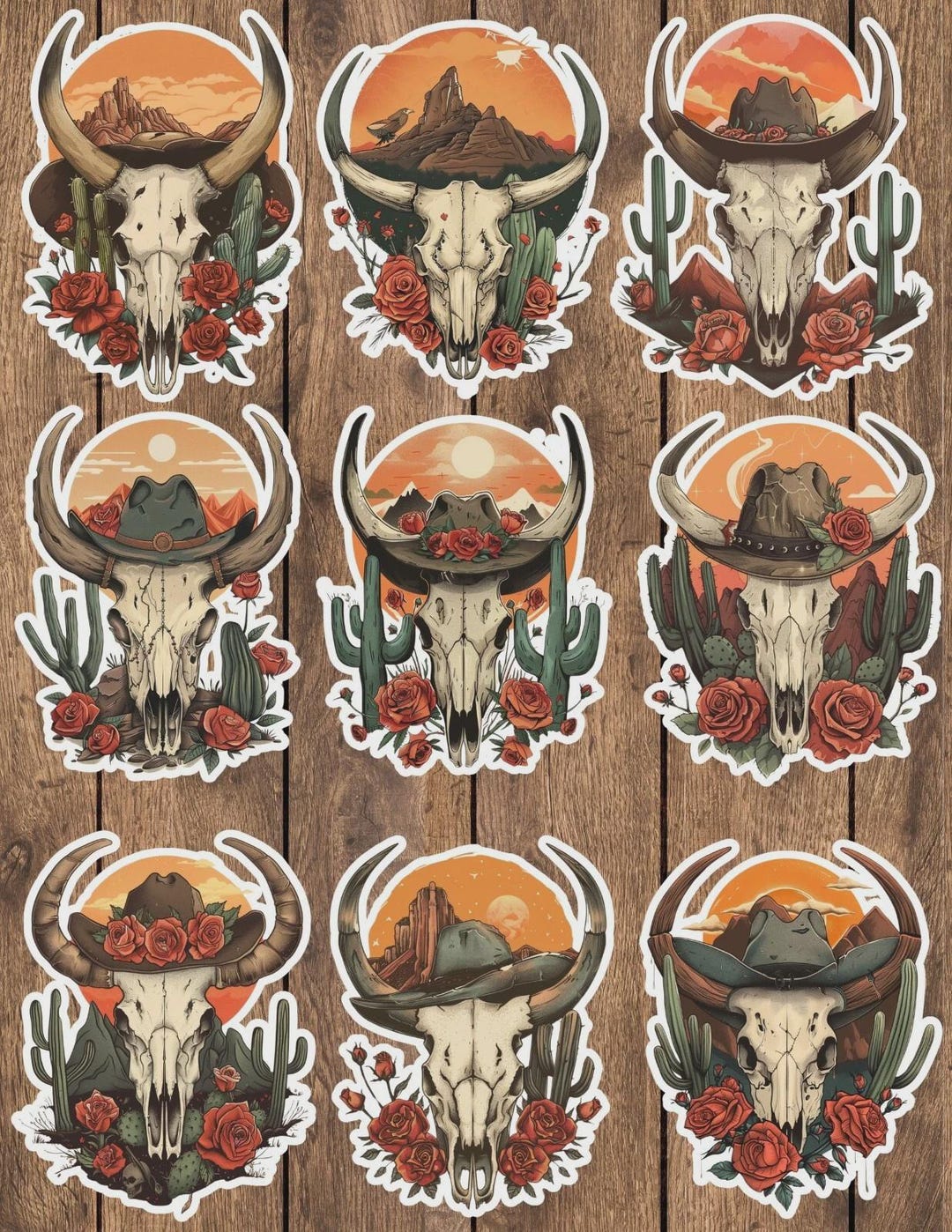 Boho Cow Skull Vinyl Die Cut Sticker Set | Funny Sticker | Laptop ...