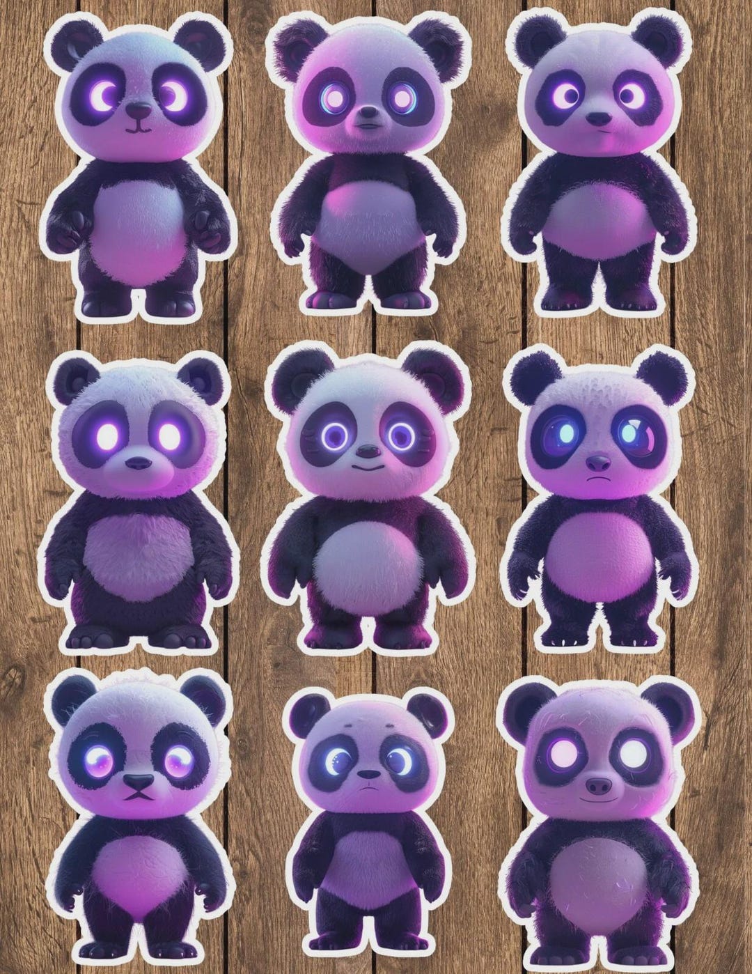 Creepy Robot Panda Die Cut Vinyl Sticker Set – for Notebook, Laptop ...