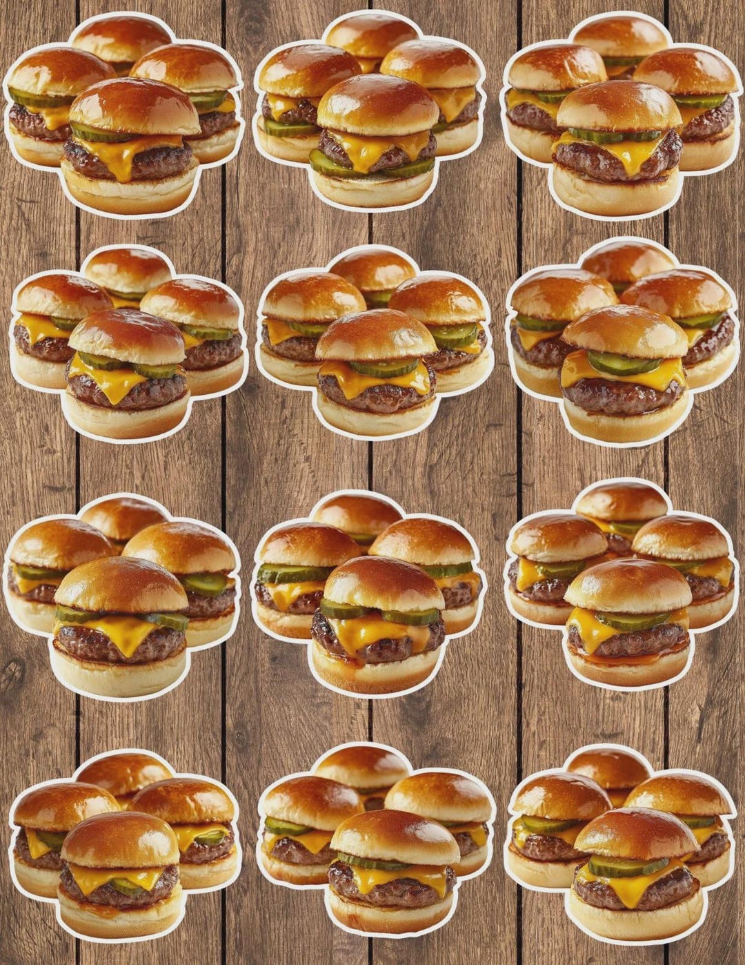 Burger Sliders Die Cut Vinyl Sticker Set – for Notebook, Laptop, Water ...
