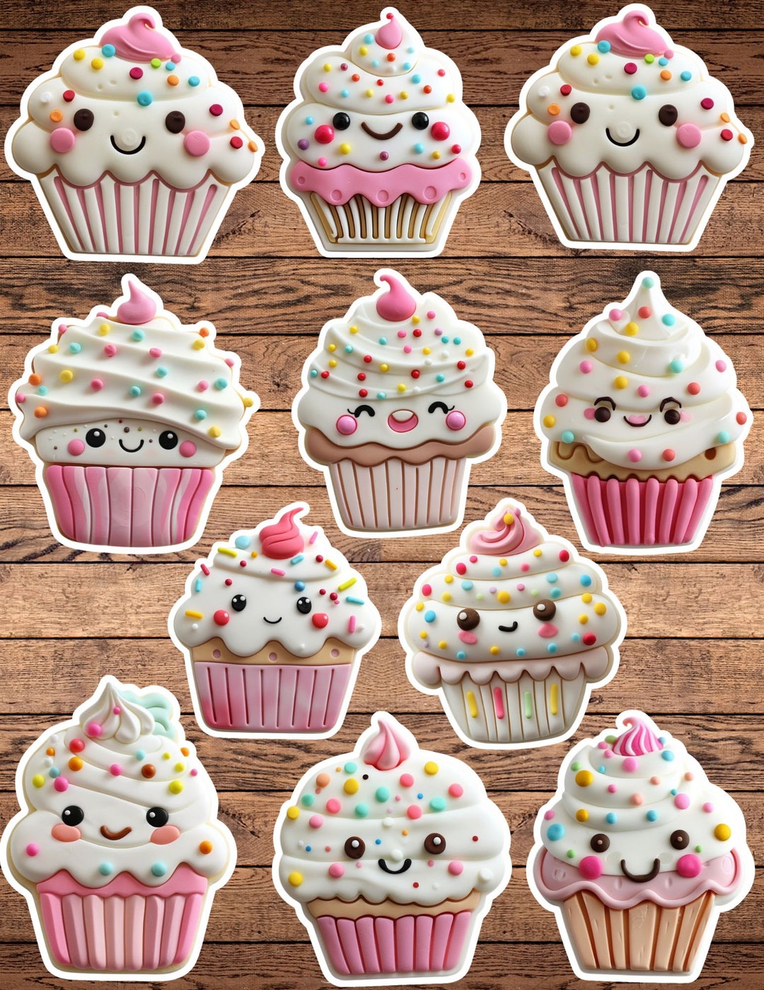 Cute Kawaii Cupcake Die Cut Sticker Set | Funny Sticker | Laptop ...