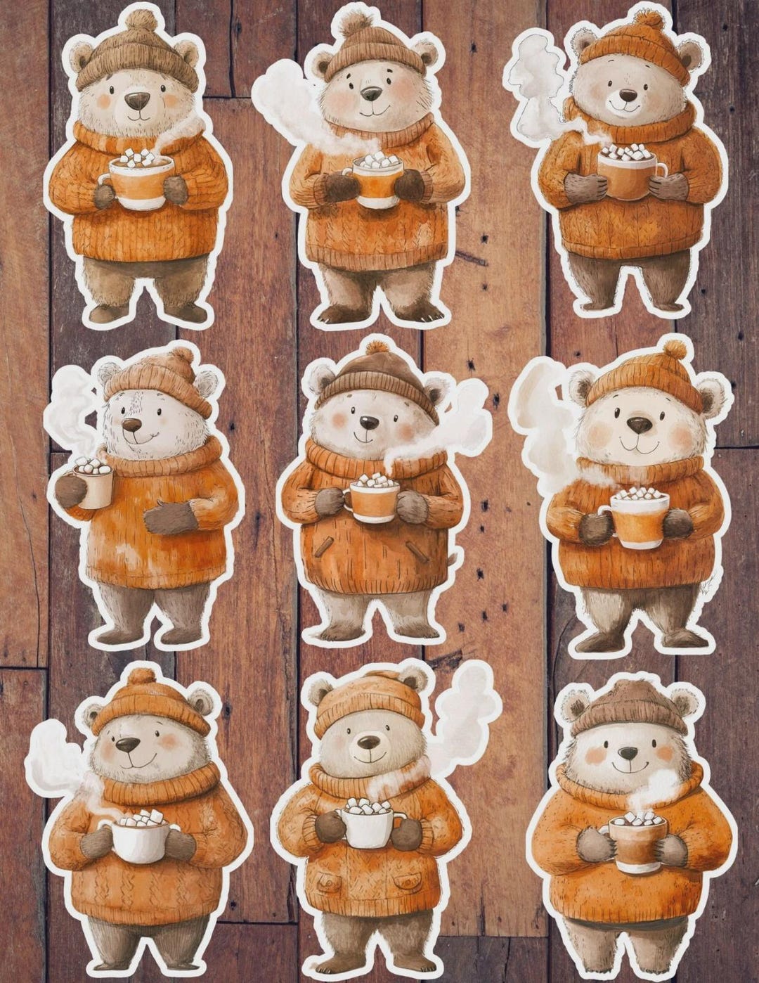 Hot Cocoa Bear Vinyl Die Cut Sticker Set | Funny Sticker | Laptop ...