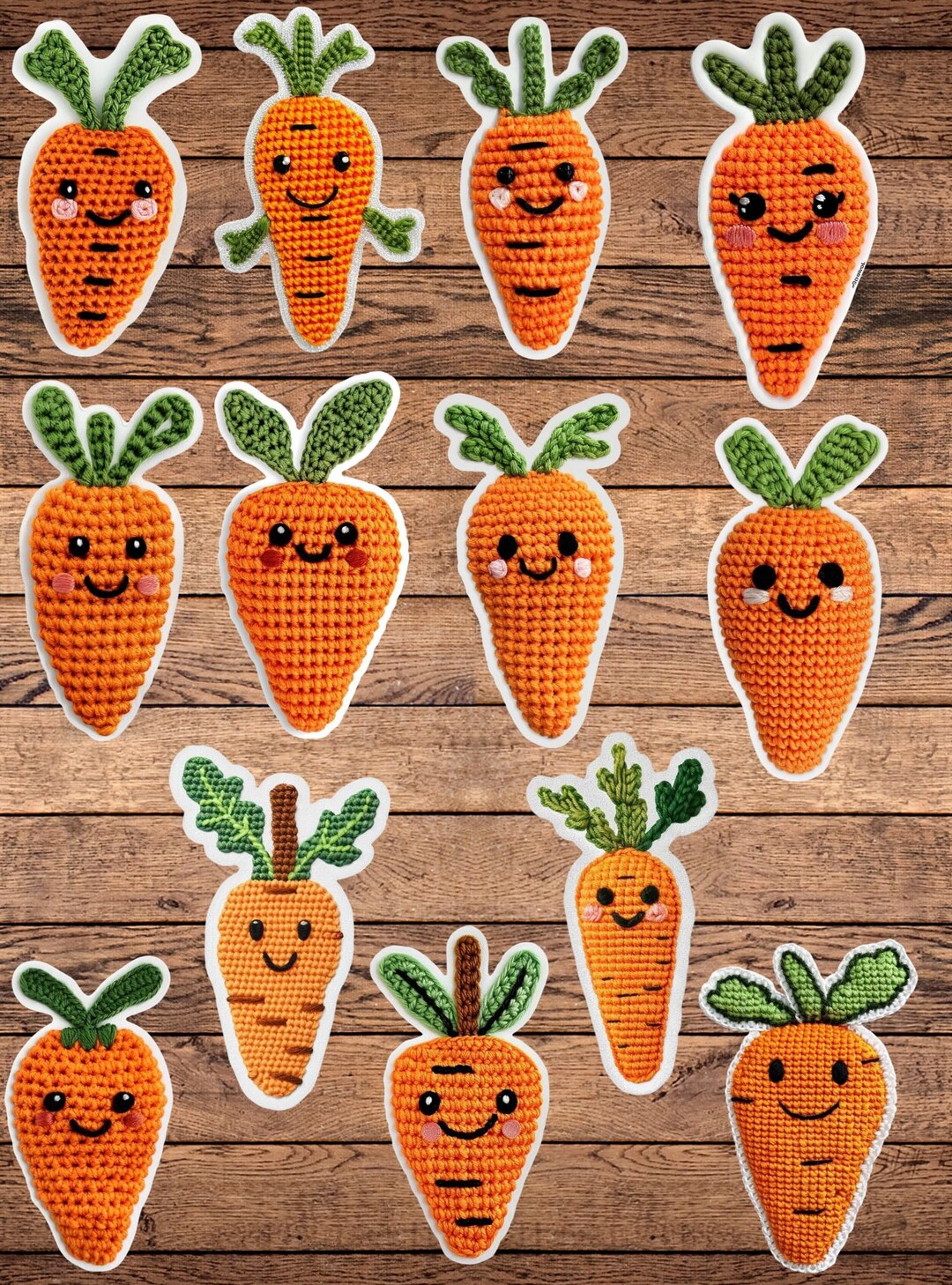Cute Crochet Carrot Die Cut Sticker Set | Funny Sticker | Laptop ...