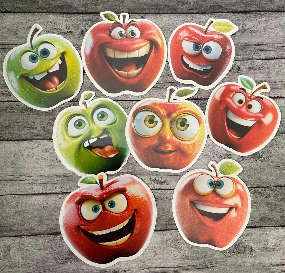 Funny Face Apples Sticker Set | Funny Sticker | Laptop Sticker | Water ...
