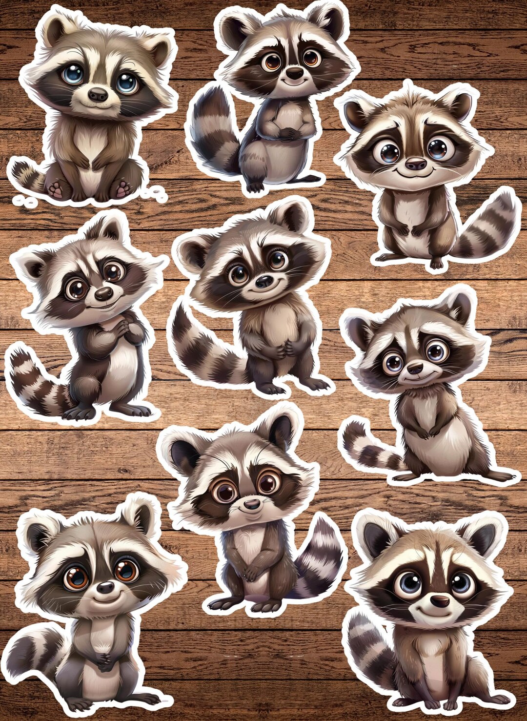 Silly Raccoon Die Cut Vinyl Sticker Set – for Notebook, Laptop, Water ...