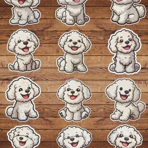 Cartoon Poodle Vinyl Sticker Set | Cute Die Cut Stickers - Etsy