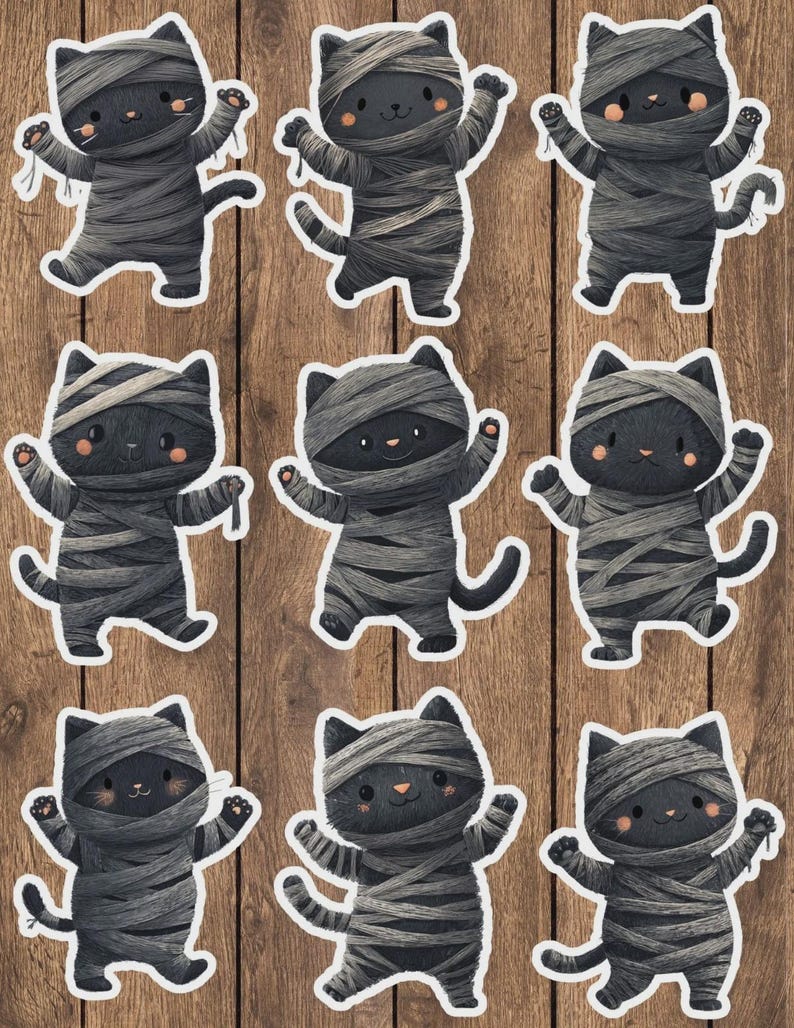 Mummy Kitten Vinyl Die Cut Sticker Set | Funny Sticker | Laptop Sticker ...