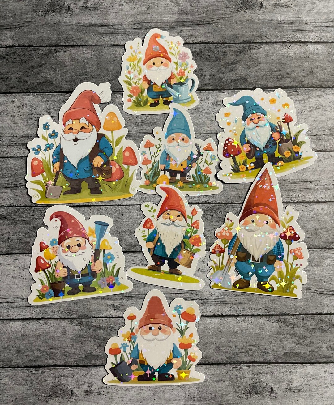 Holograpic Garden Gnome Die Cut Sticker Set | Vinyl Sticker | Laptop ...