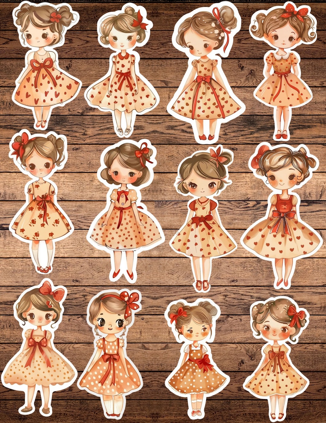 Little Girl in Polka Dot Dress Die Cut Sticker Set | Funny Sticker ...