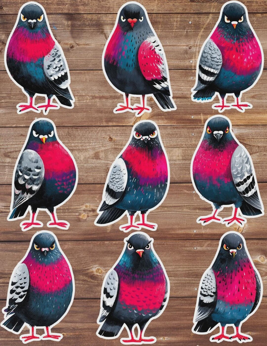 Angry Piegon Cut Sticker Set | Funny Sticker | Laptop Sticker | Water ...