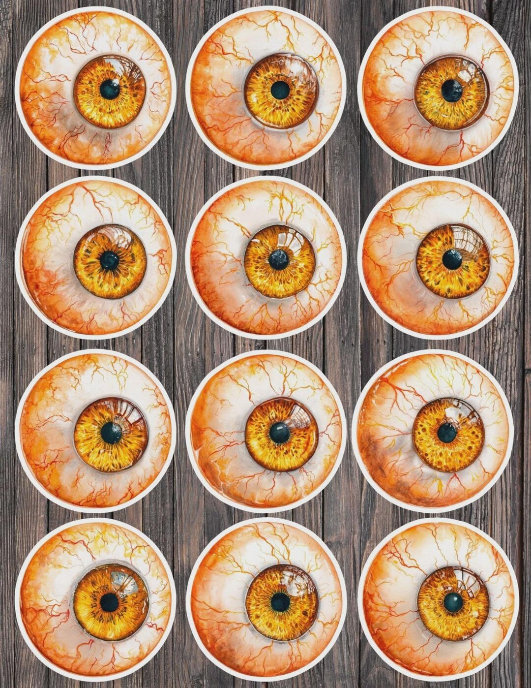 Creepy Halloween Eyeball Die Cut Sticker Set | Funny Sticker | Laptop ...