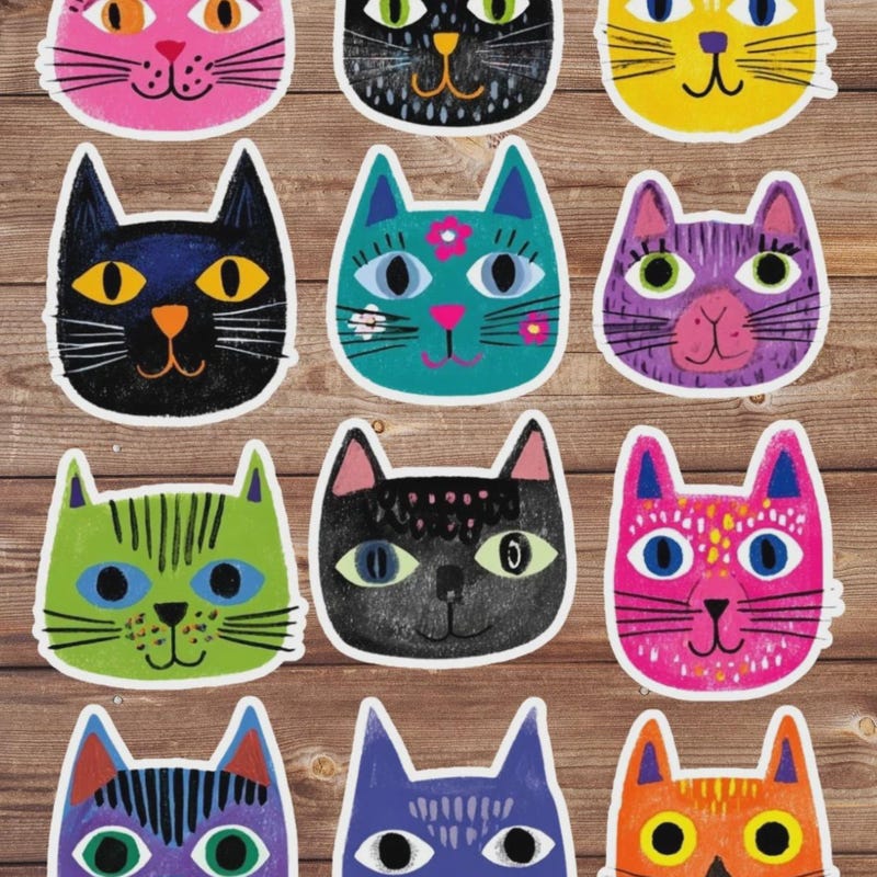 Cute Face Vinyl Sticker - Etsy