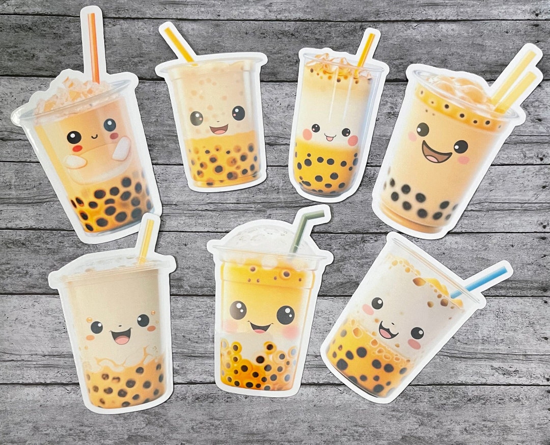 Happy Boba Tea Sticker Set | Funny Sticker | Laptop Sticker | Water ...
