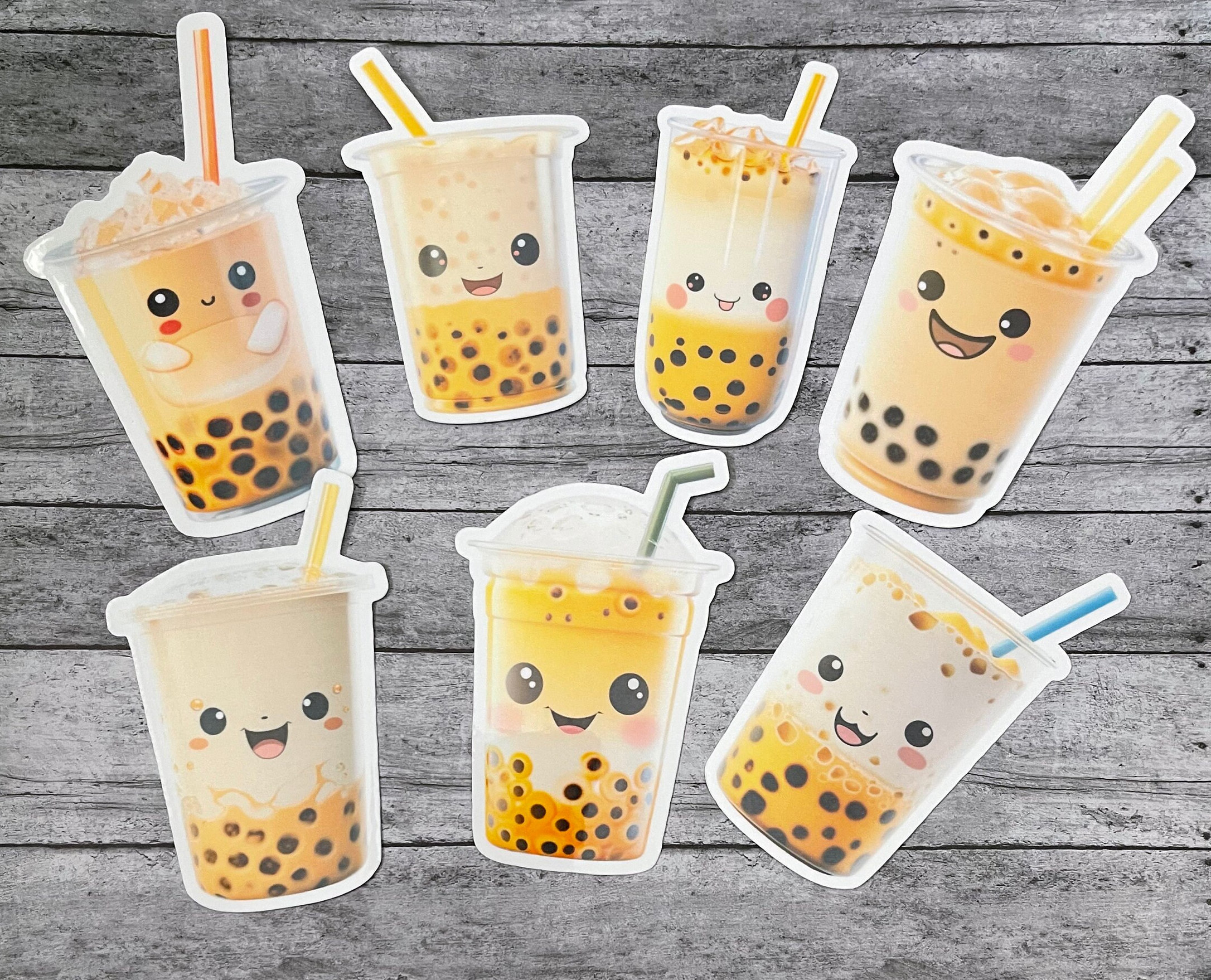 Happy Boba Tea Sticker Set | Funny Sticker | Laptop Sticker | Water ...