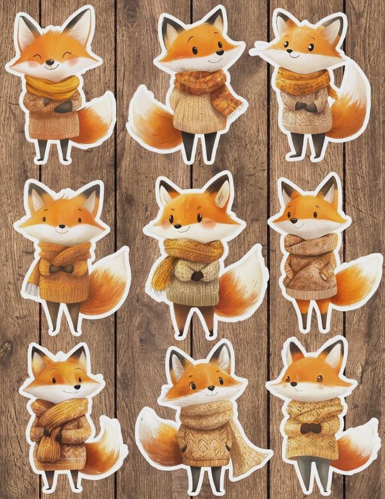 Cozy Fall Fox Die Cut Vinyl Sticker Set – for Notebook, Laptop, Water ...