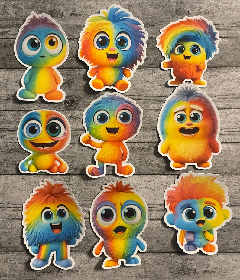 Cute Rainbow Monsters Die Cut Vinyl Sticker Set – for Notebook, Laptop ...