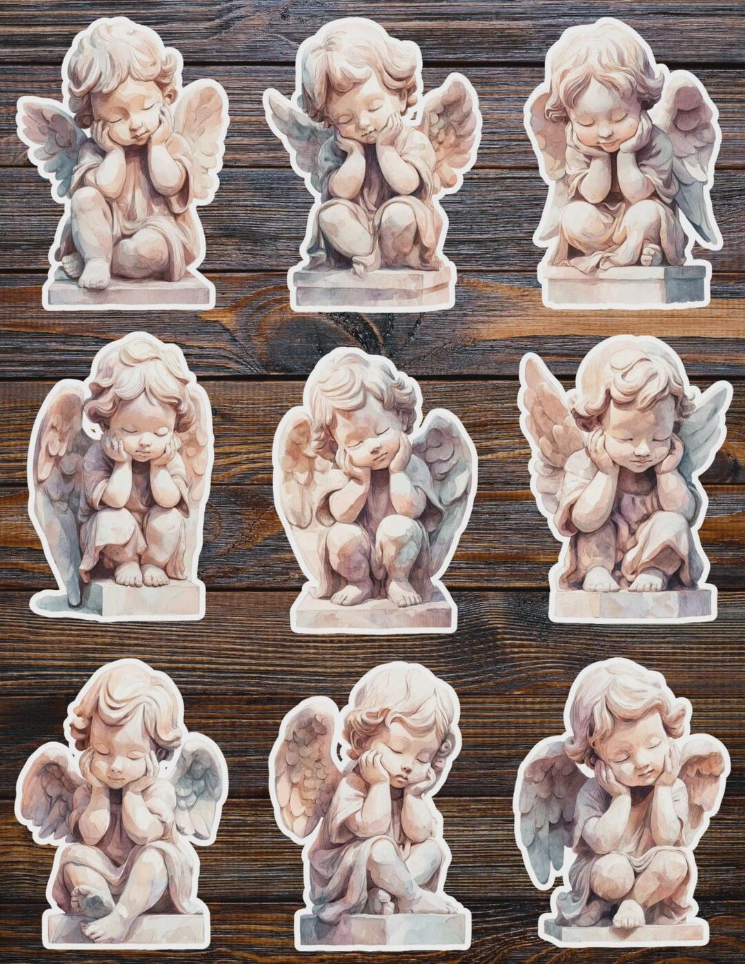 Cute Little Angel Statue Die Cut Vinyl Sticker Set – for Notebook ...