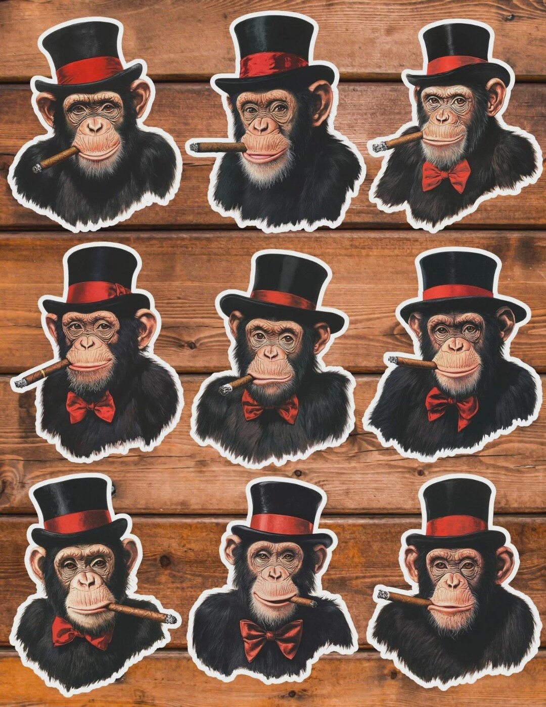 Chimpanzee With Cigar Die Cut Vinyl Sticker Set – for Notebook, Laptop ...