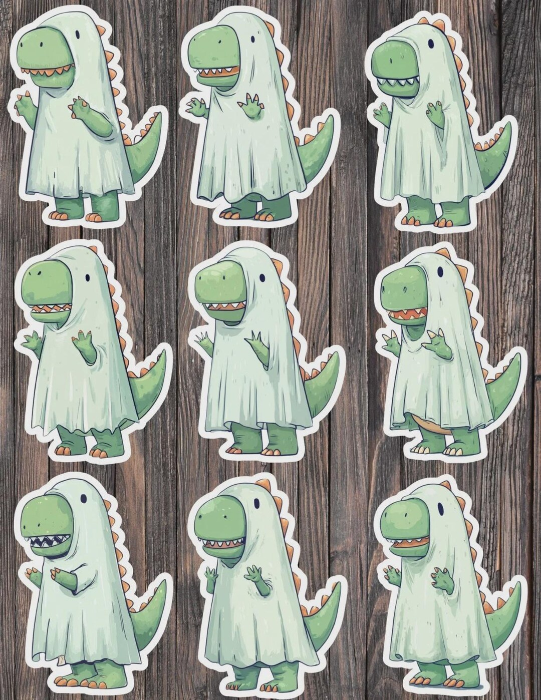 Ghost Dinosaur Die Cut Vinyl Sticker Set | Sticker | Laptop Sticker ...