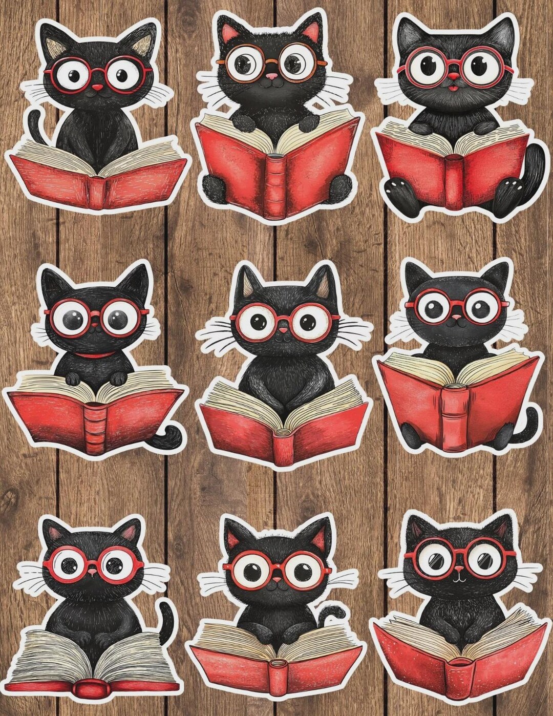 Book Reading Kitten Die Cut Sticker Set | Funny Sticker | Laptop ...