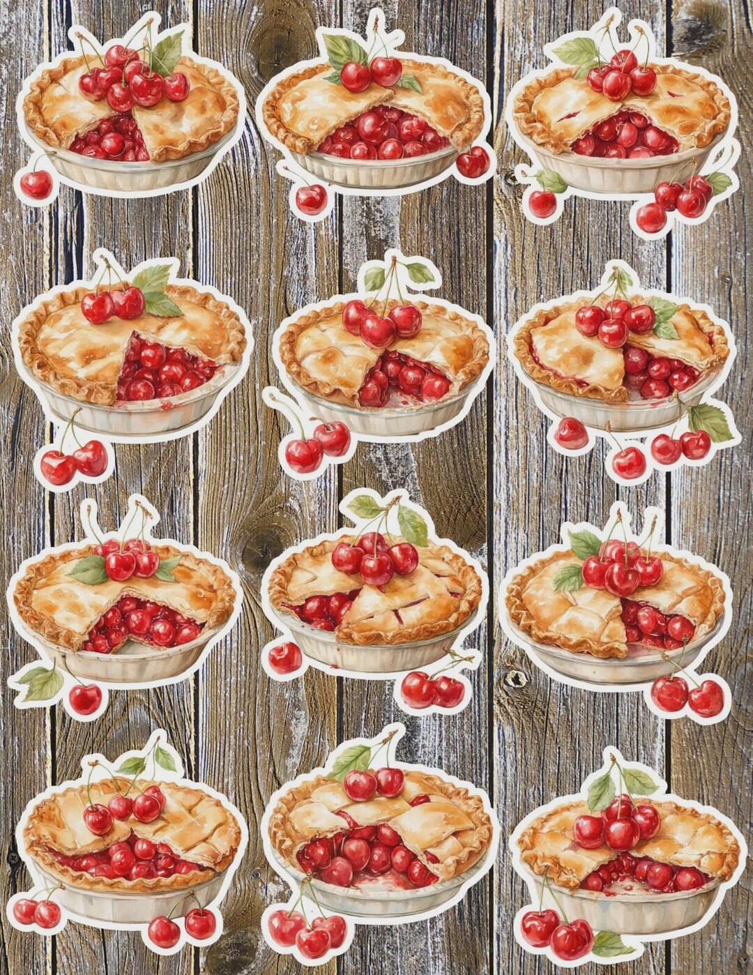 Cherry Pie Vinyl Sticker Set | Water Resistant, Laptop Decals - Etsy