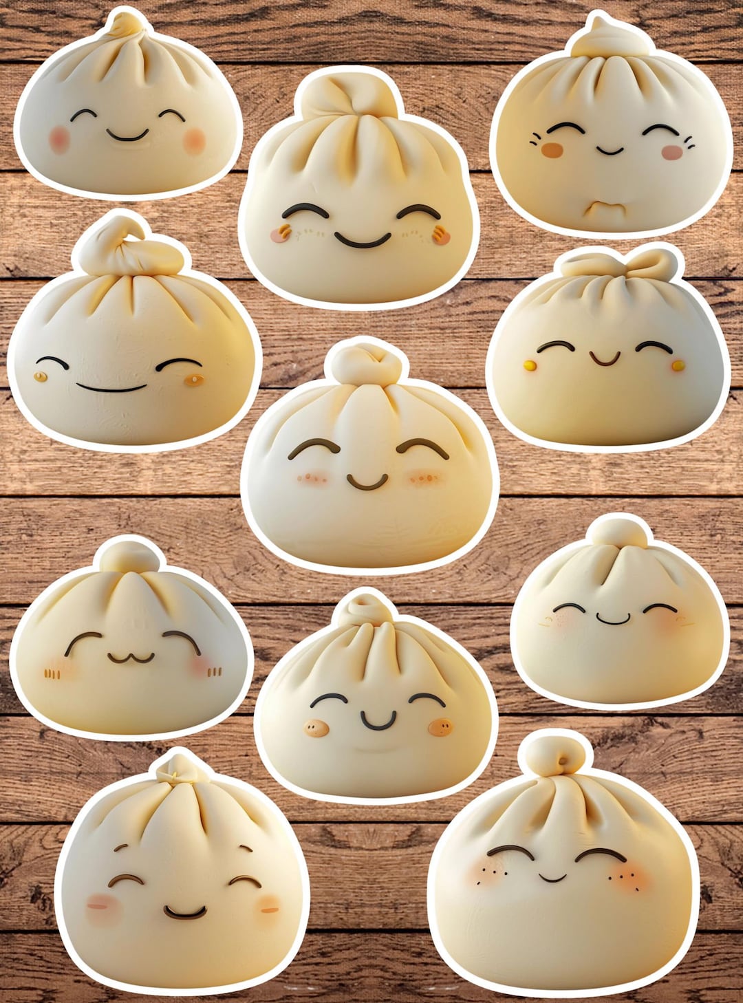 Cute Bao Dumpling Die Cut Sticker Set | Sticker | Laptop Sticker ...