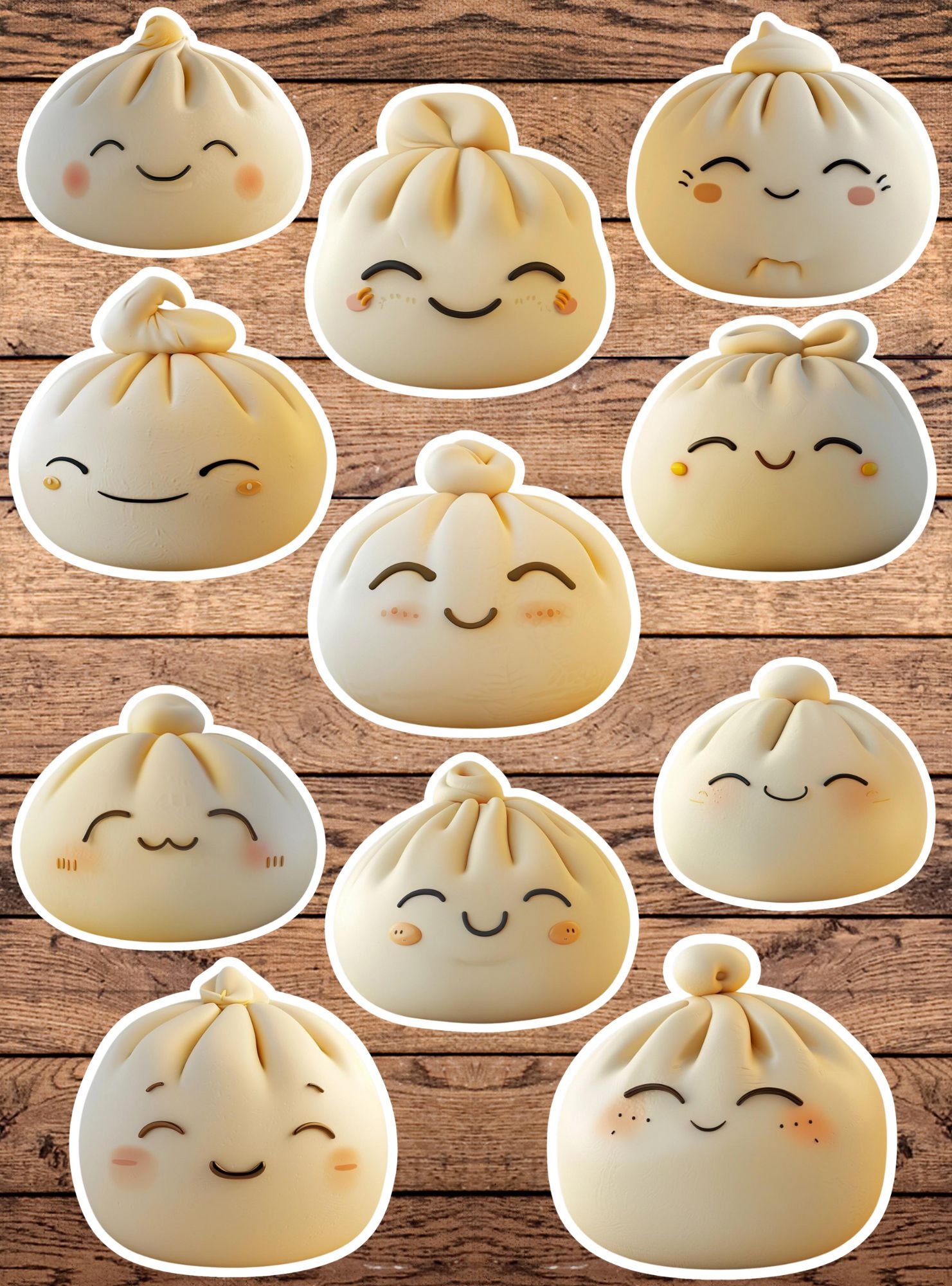 Cute Bao Dumpling Die Cut Sticker Set | Sticker | Laptop Sticker ...