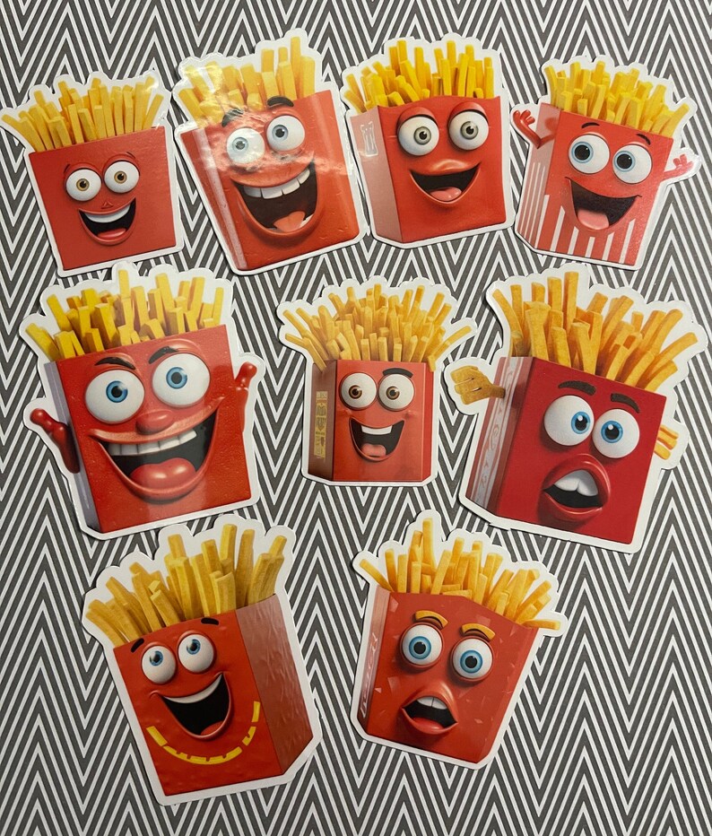 Funny Face French Fry Sticker Set Funny Sticker Laptop Sticker Water ...
