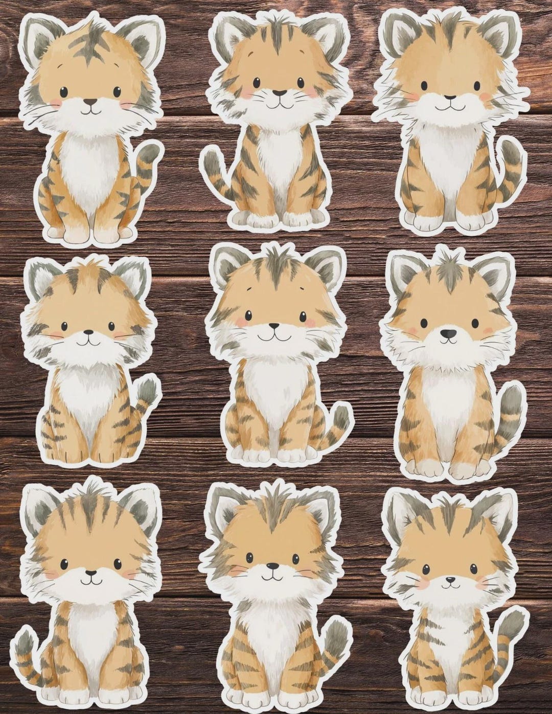 Cute Baby Tiger Die Cut Vinyl Sticker Set – for Notebook, Laptop, Water ...
