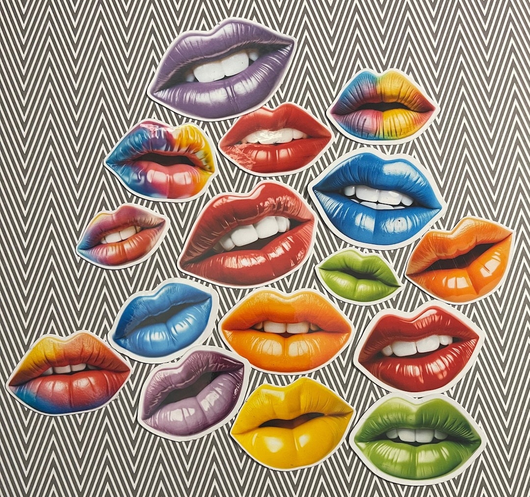 Colorful Lips Die Cut Sticker Set | Funny Sticker | Laptop Sticker ...