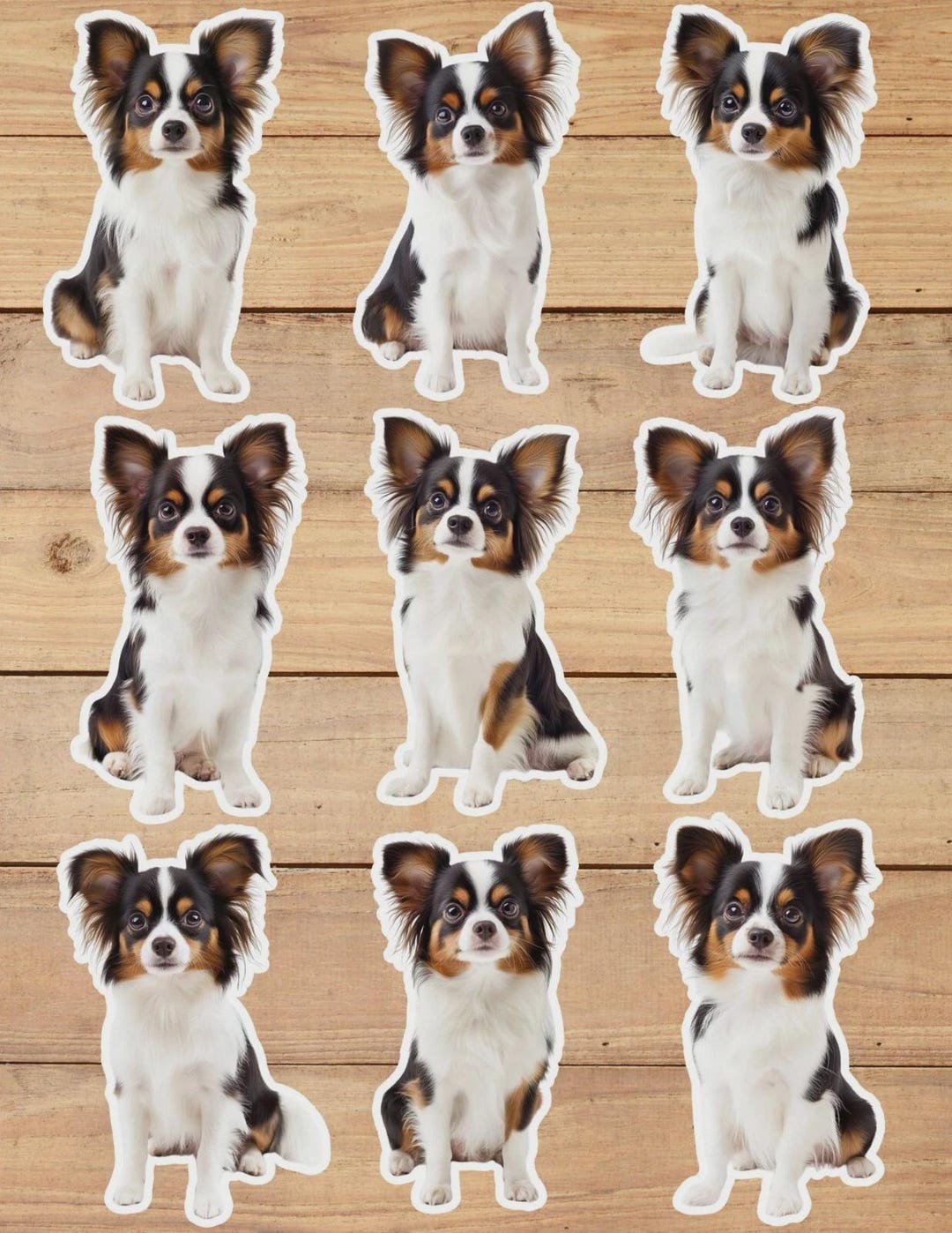 Papillon Dog Vinyl Die Cut Sticker Set Funny Sticker Laptop Sticker ...