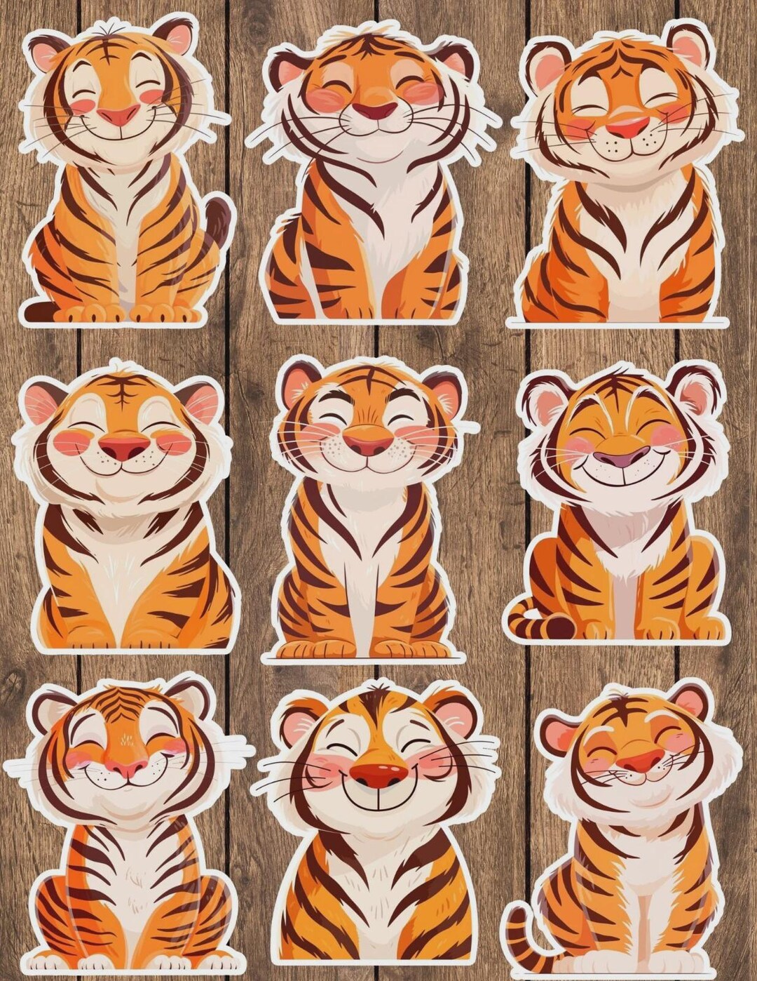 Cheery Tiger Die Cut Vinyl Sticker Set | Funny Sticker | Laptop Sticker ...