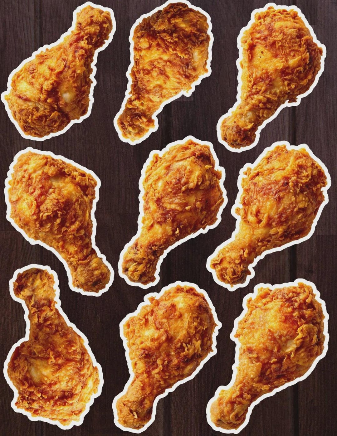 Fried Chicken Die Cut Sticker Set Laptop Water Bottle Notebook ...