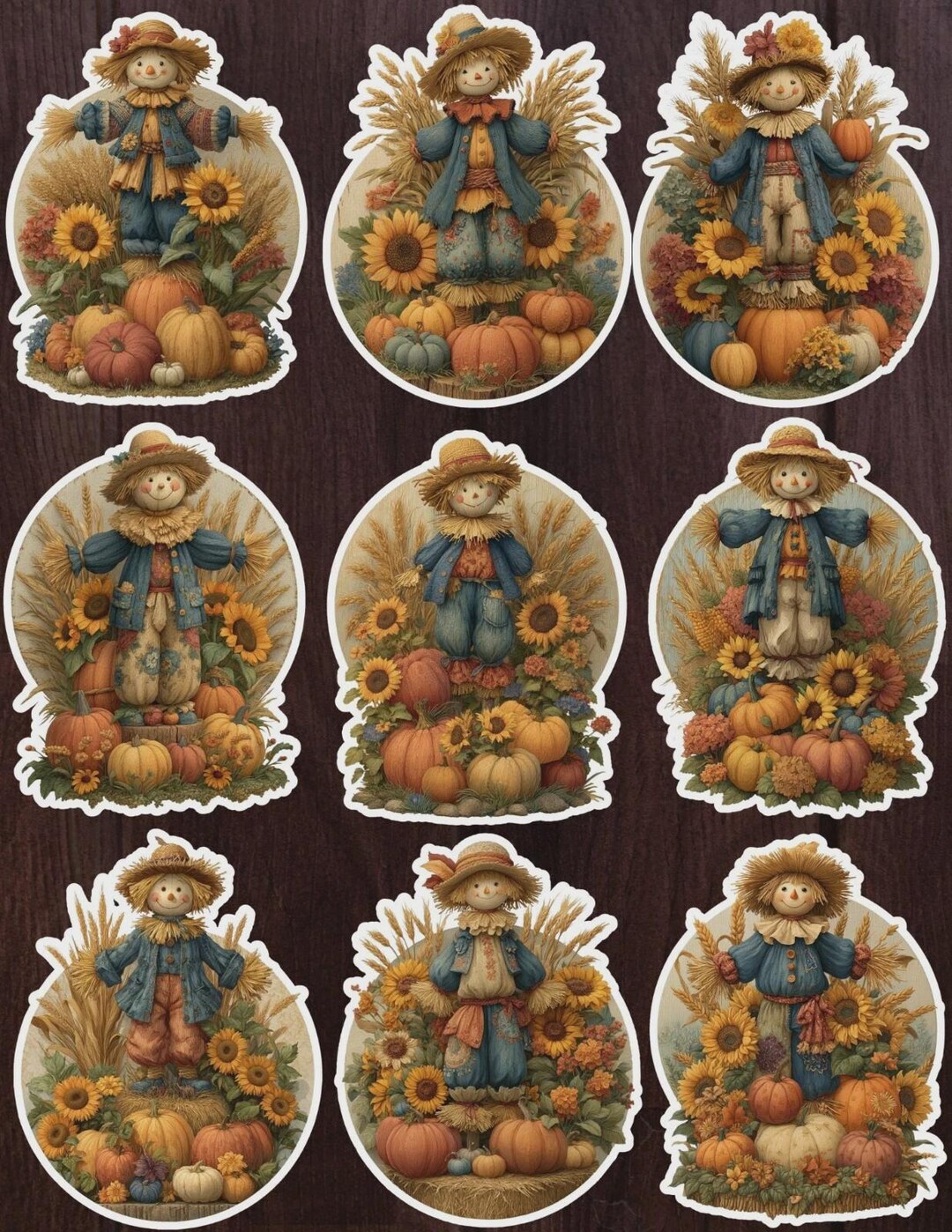 Cute Scarecrow Die Cut Vinyl Sticker Set – for Notebook, Laptop, Water ...