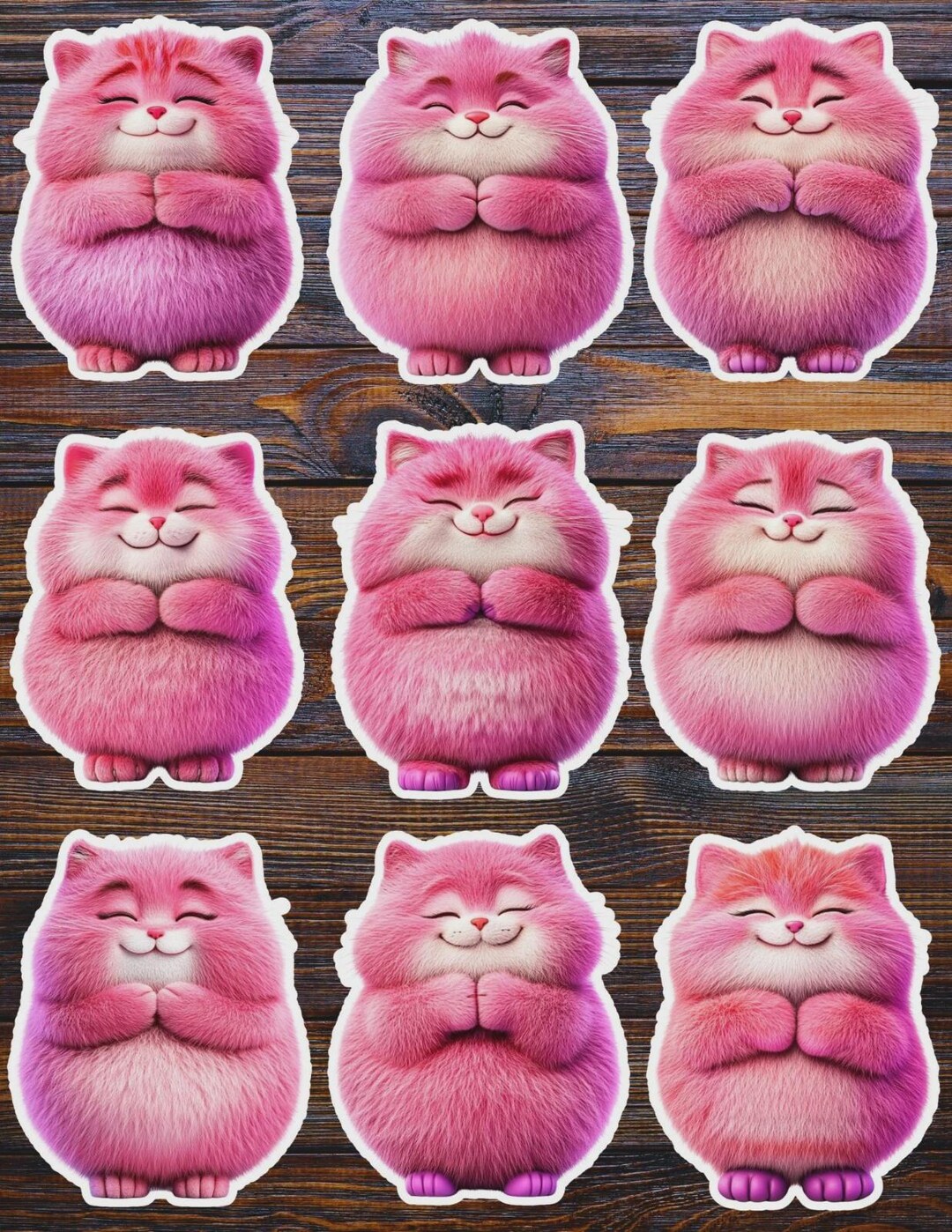 Fat Pink Kitty Vinyl Die Cut Sticker Set | Funny Sticker | Laptop ...