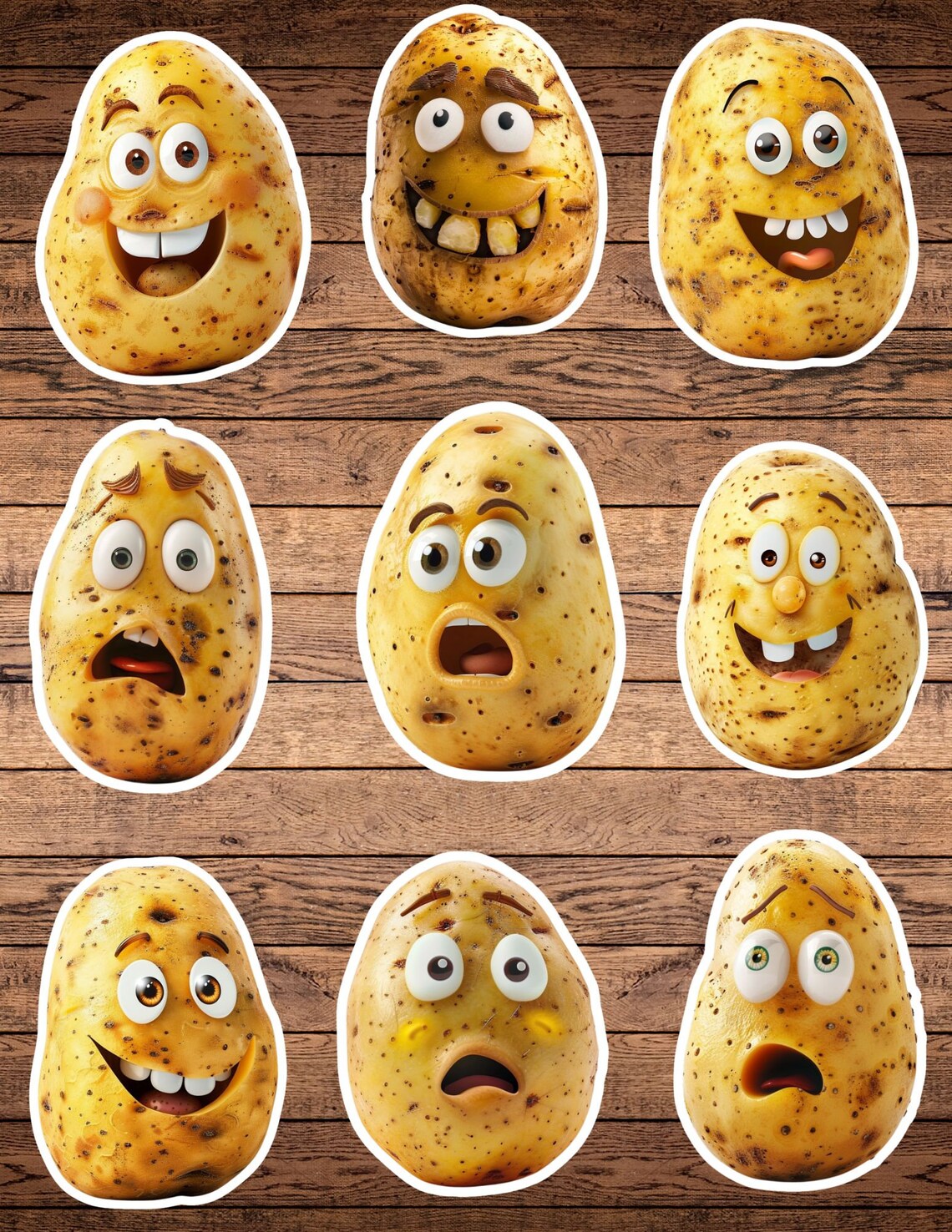 Funny Face Potato Die Cut Vinyl Sticker Set Funny Sticker Laptop ...
