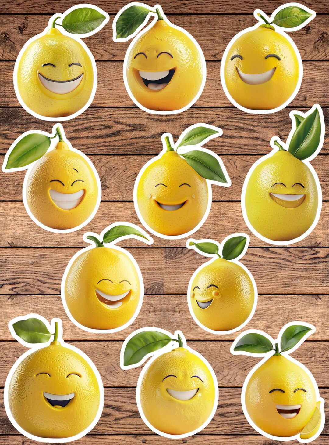 Happy Face Lemon Sticker Set | Funny Sticker | Laptop Sticker | Water ...