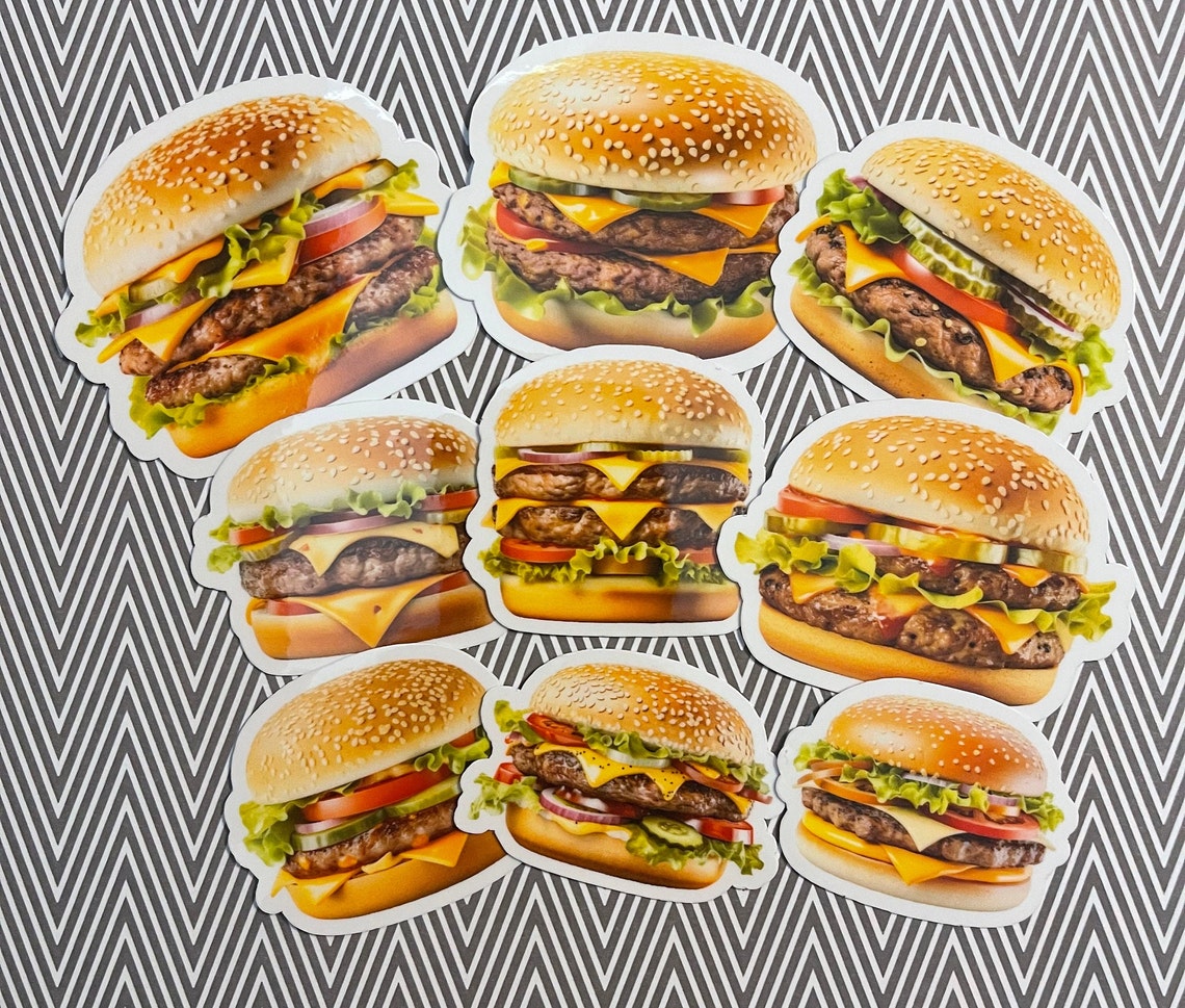 Hamburger Die Cut Sticker Set | Funny Sticker | Laptop Sticker | Water ...