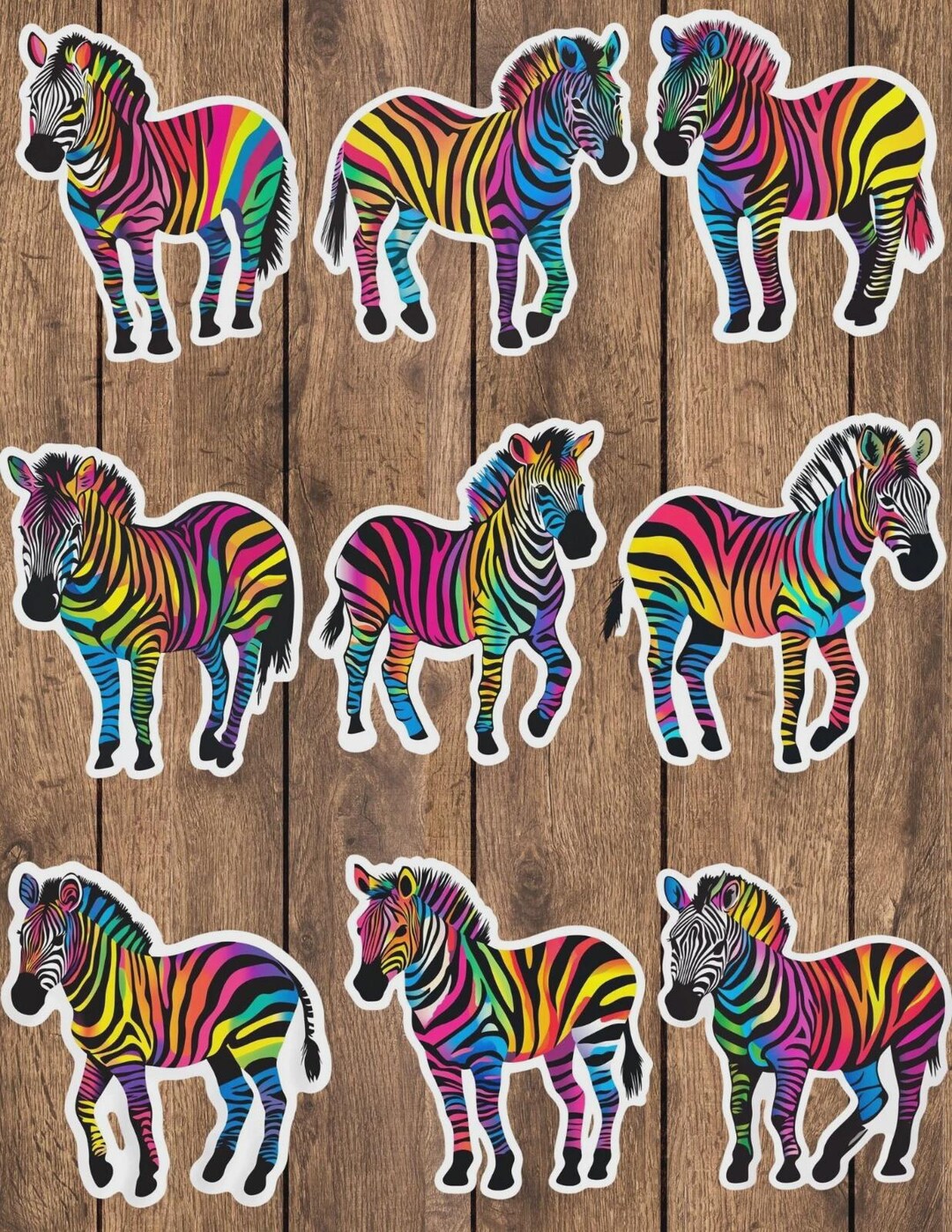 Rainbow Zebra Die Cut Vinyl Sticker Set | Funny Sticker | Laptop ...
